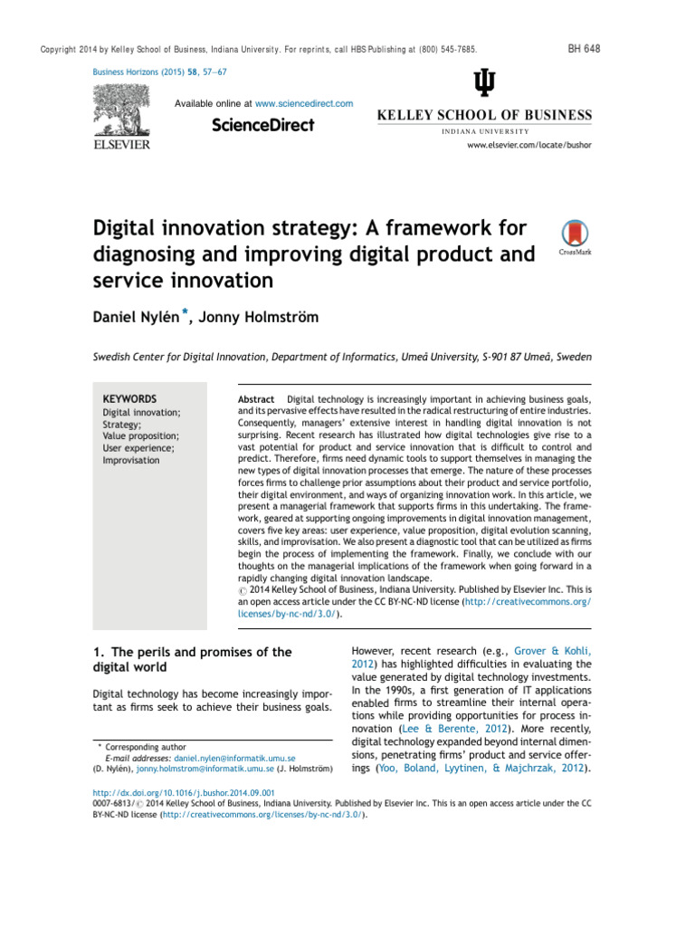 UAS - ITB - Case Study - Digital Innovation Strategy A Framework For Diagnosing and Improving ...