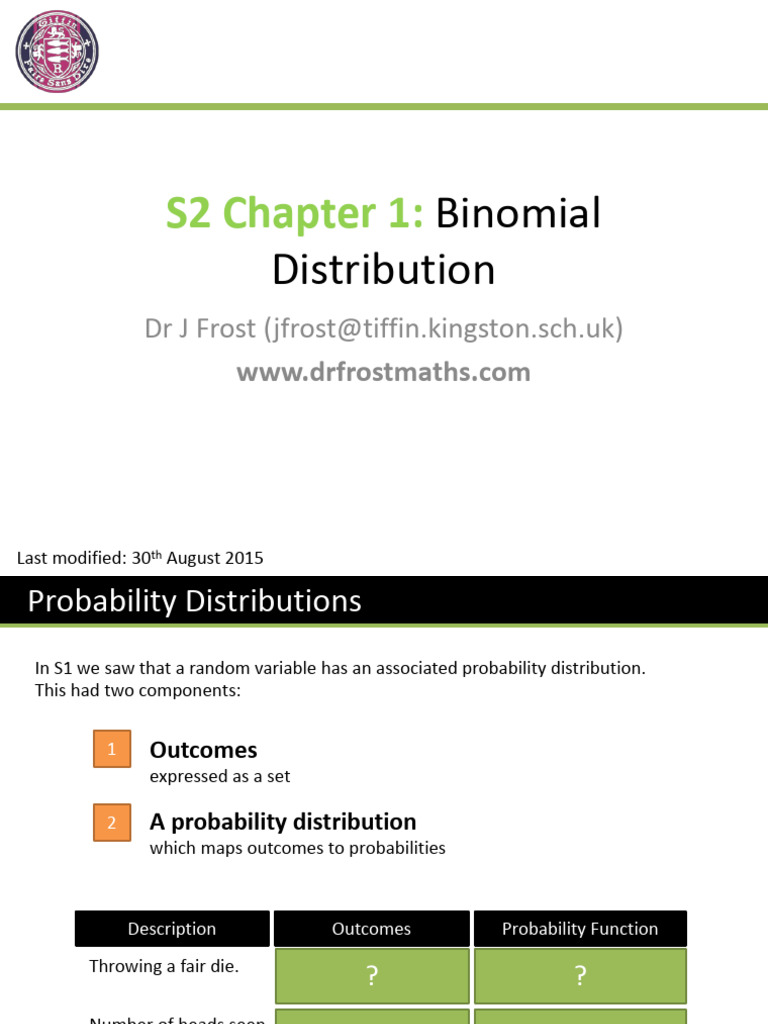s2 Chapter 1 Binomial Distribution | PDF
