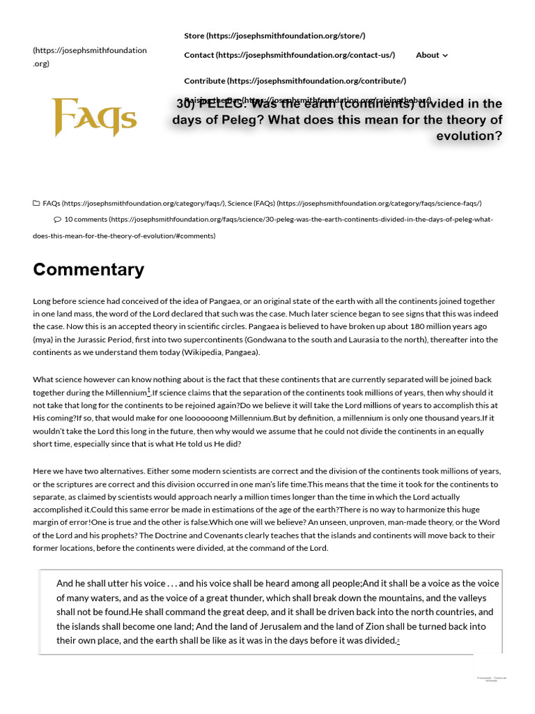 Were The Continents Divided in The Days of Peleg | PDF | Plate ...