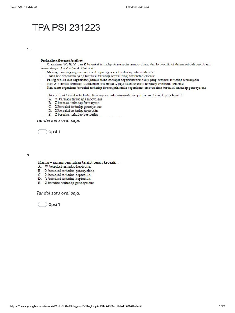 TPA PSI 231223 - Google Formulir | PDF