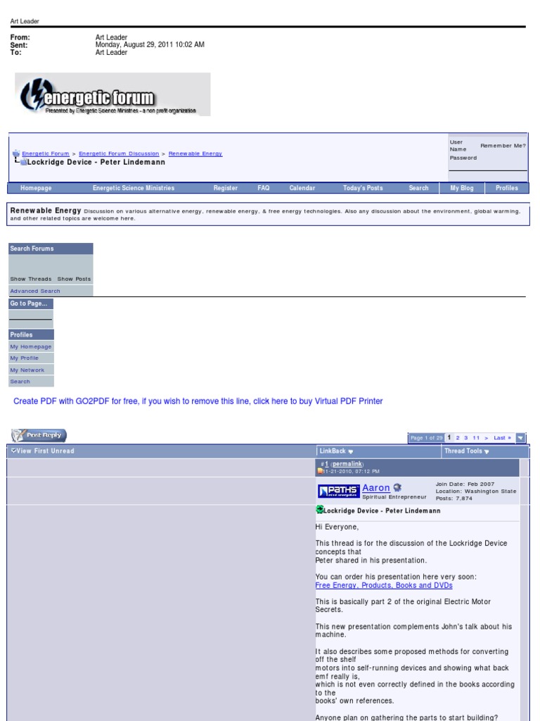Lockridge Device | PDF | Internet Forum | Energy And Resource