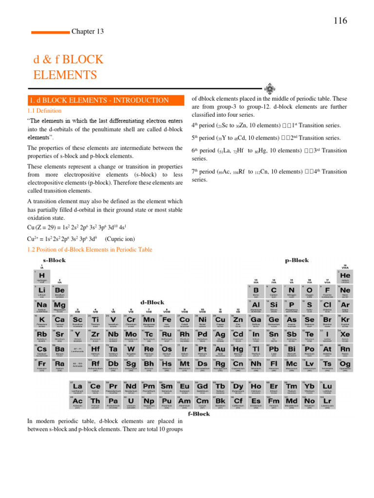 d and f block | PDF | Transition Metals | Chromium