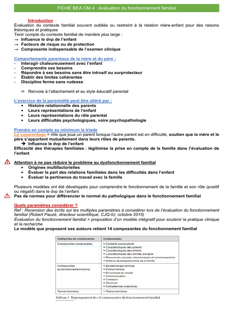 Évaluation du fonctionnement familial | PDF | Famille | Psychologie