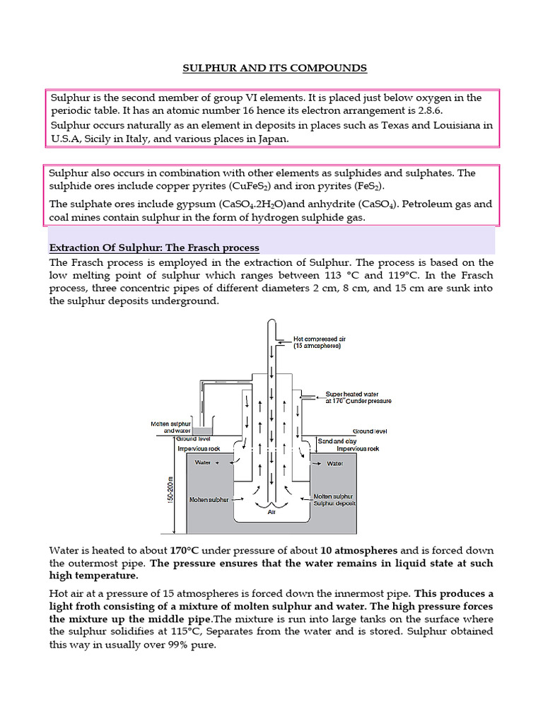Sulphur and Its Compounds | PDF