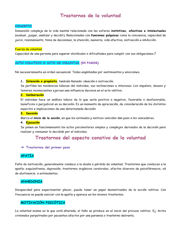 Trastornos de la voluntad | PDF