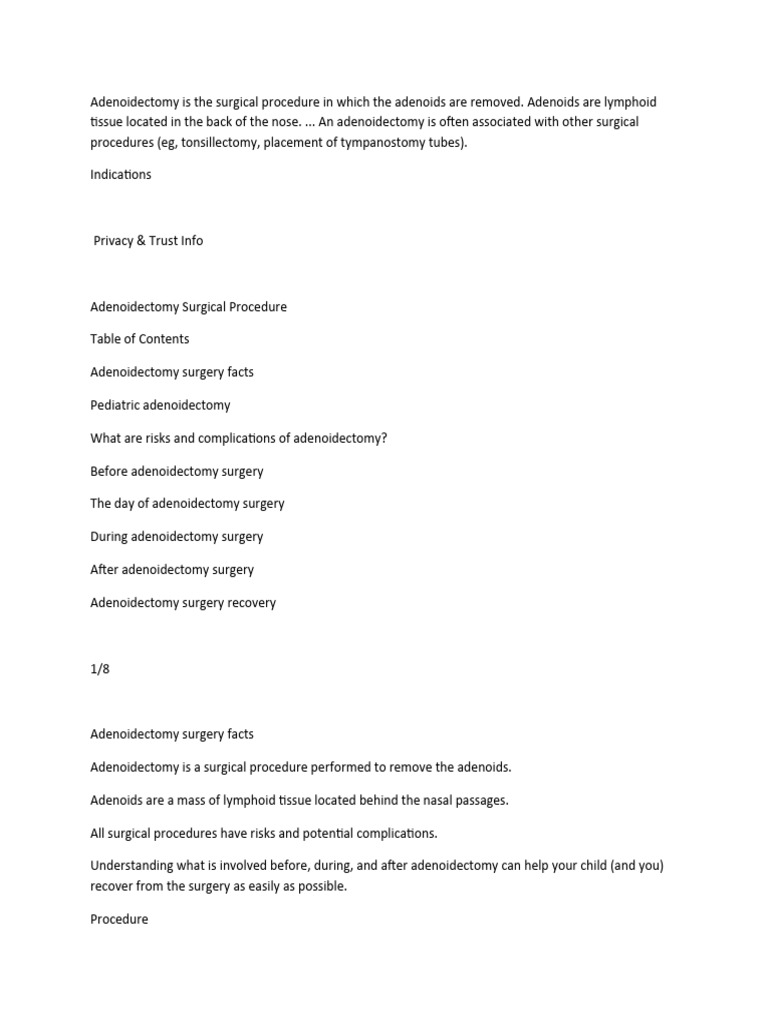 Understanding Adenoidectomy Risks | PDF | Surgery | Anesthesia