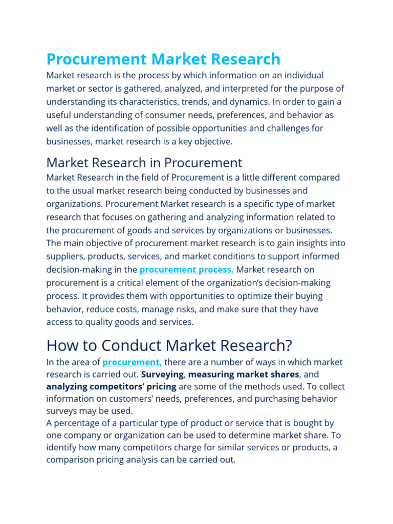 1ST REPORTER Procurement Market Research | PDF | Procurement ...