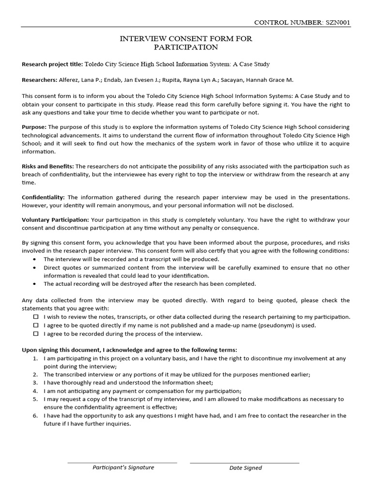 Interview Consent Form for Research | PDF | Consent
