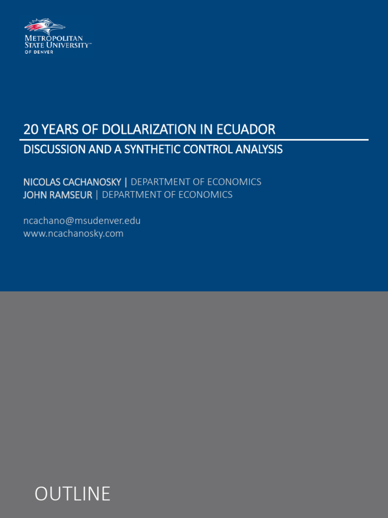20 Years of Dollarization in Ecuador A Synthetic Control Analysis | PDF ...