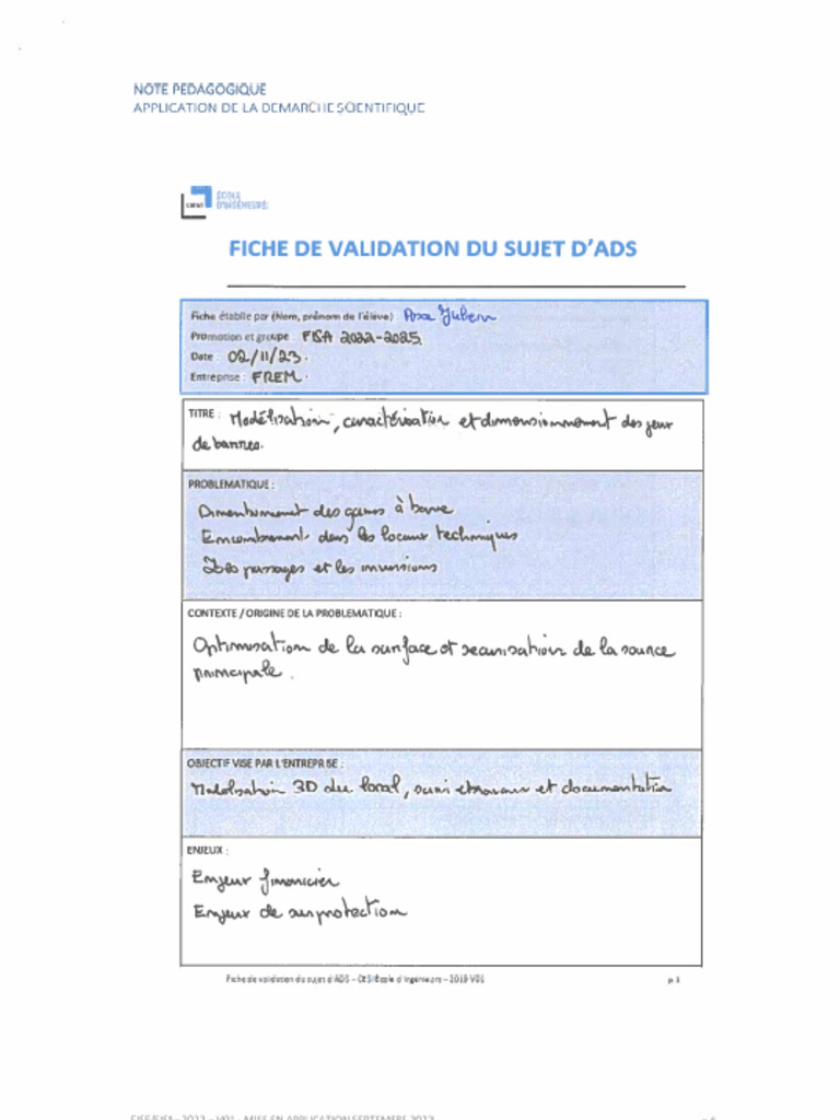 Fiche de Validation ADS Julien Pesce | PDF