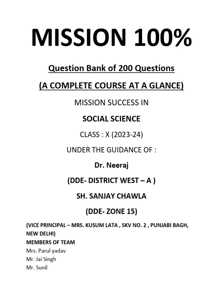 Social Science Question Bank | PDF