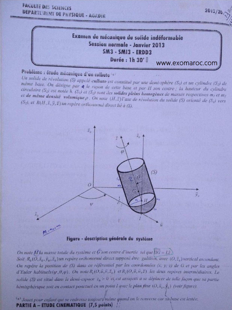 Examens Corriges de Mecanique Du Solide 6 | PDF