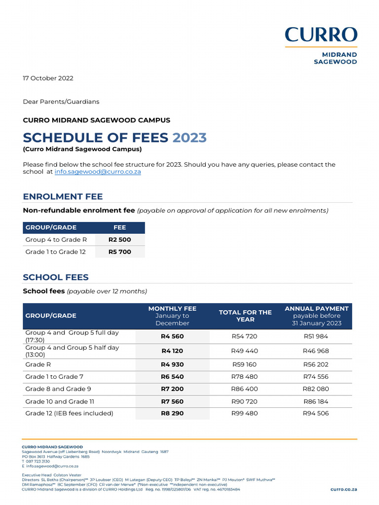 Curro Midrand Sagewood 2023 School Fees Final Web Upload 01ci | PDF ...