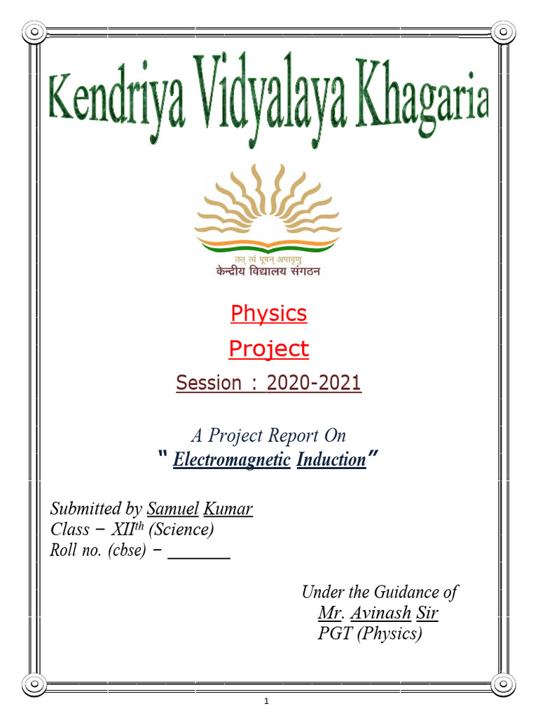 Physics Project Class Xii 2021 22 Investigatory Project Pdf