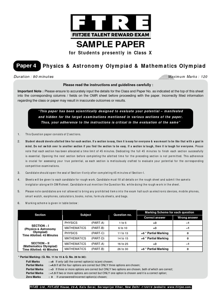 Ftre-2023-Sample Paper-Class-X-P4-Pm | PDF | Mirror | Refraction