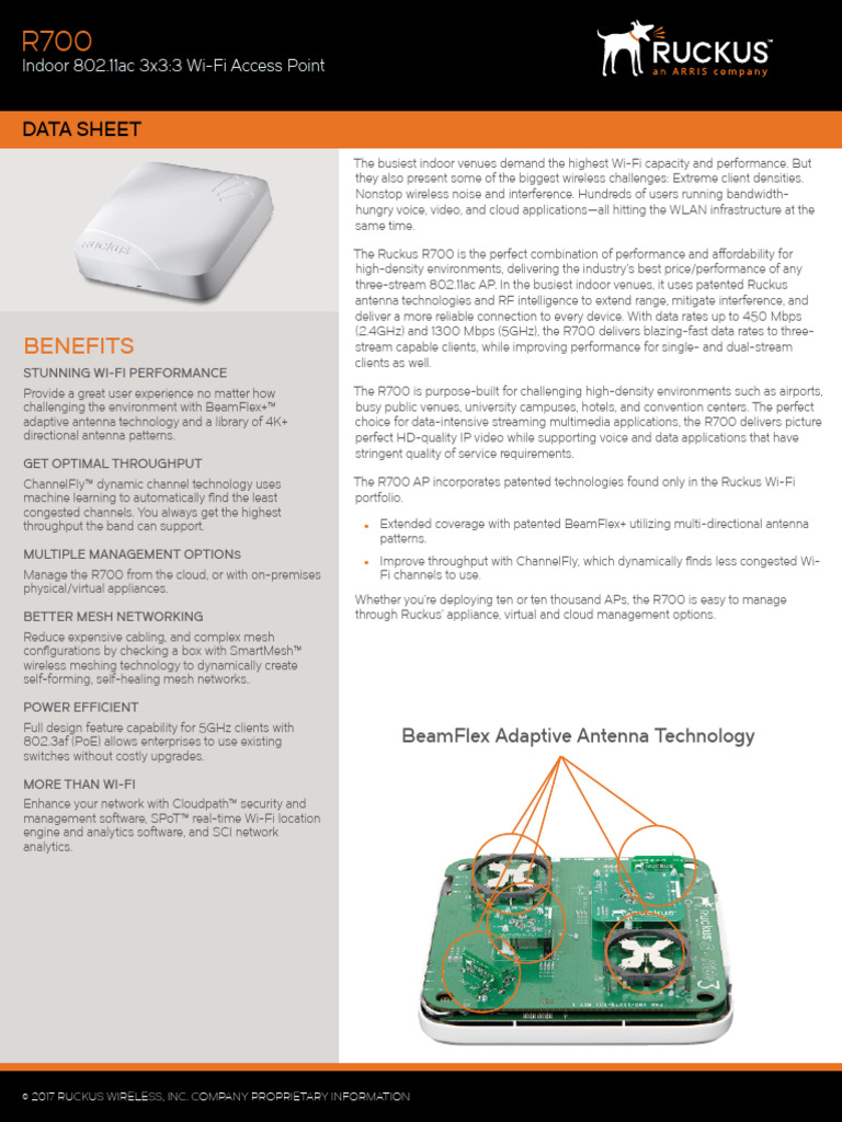Datasheet Access Point Ruckus R700 | PDF