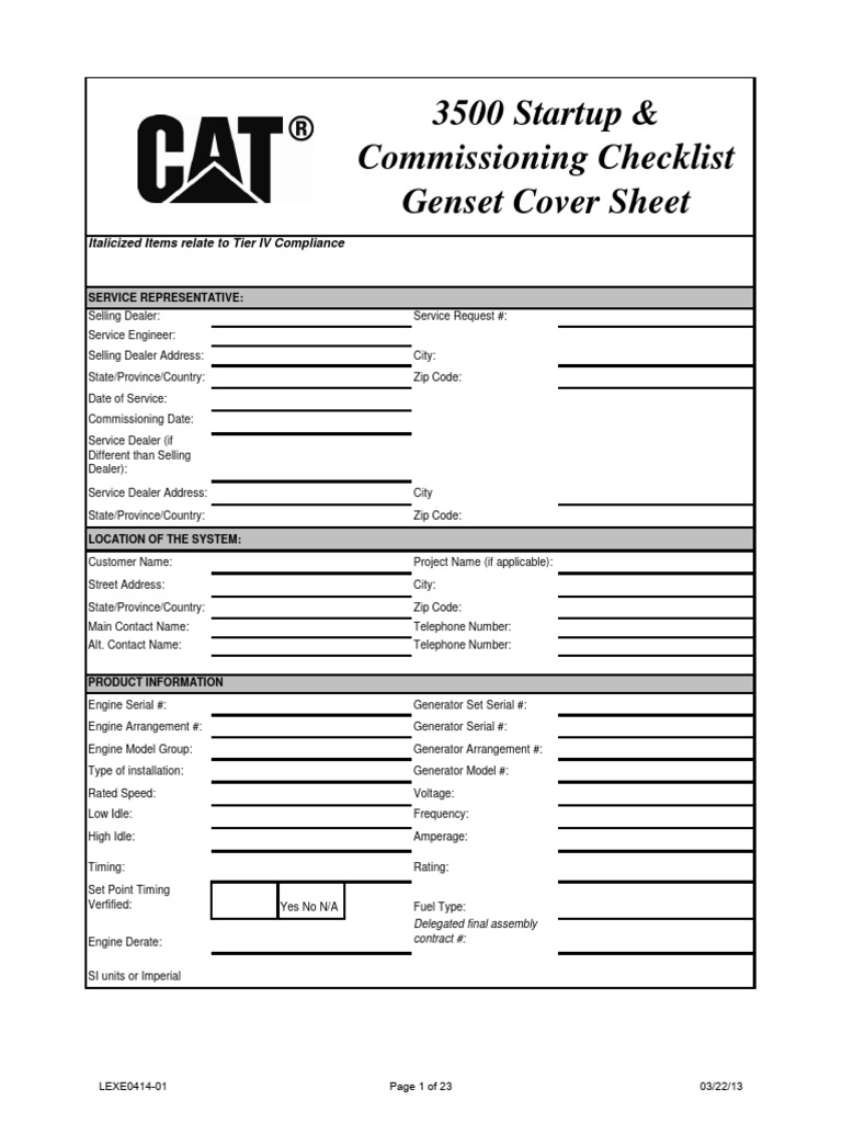 3500 Startup and Commissioning Sheet | PDF