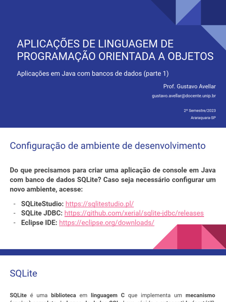 1 Aplicações Em Java Com Bancos De Dados Parte 1 Pdf Java Linguagem De Programação