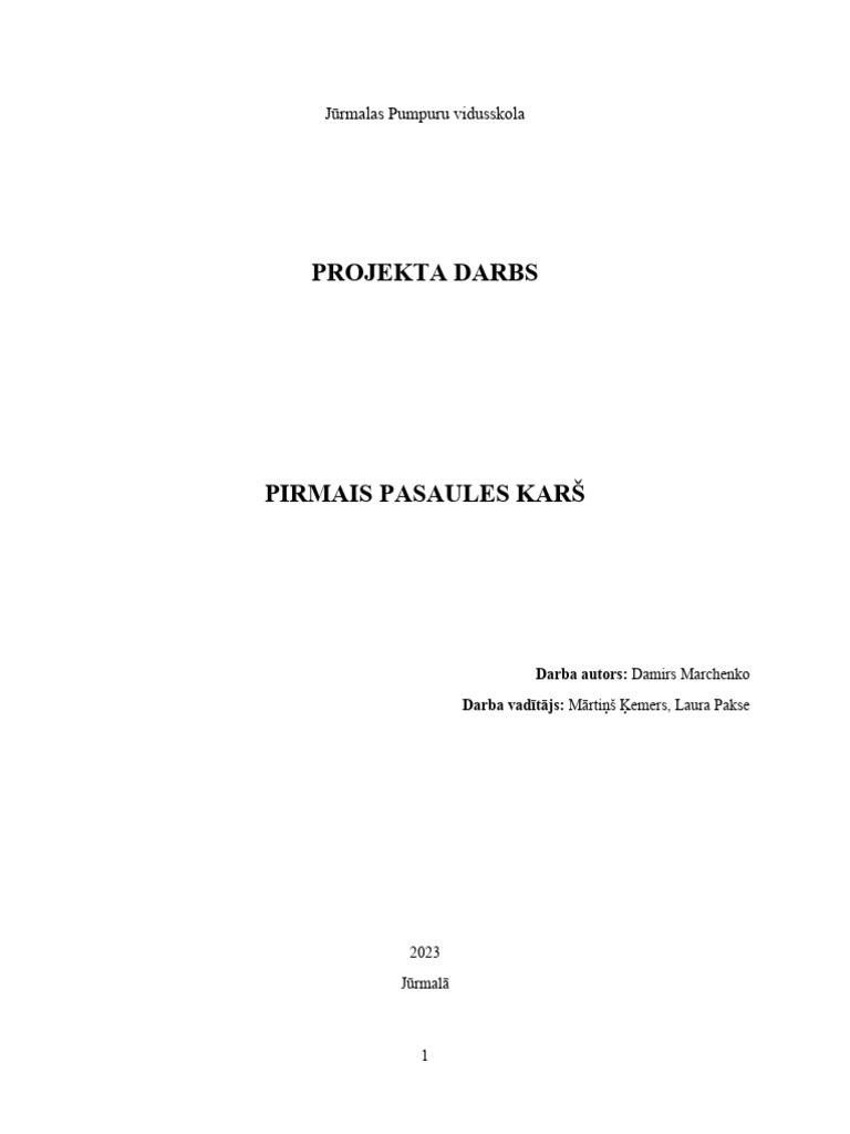 Pirmais Pasaules Karš | PDF