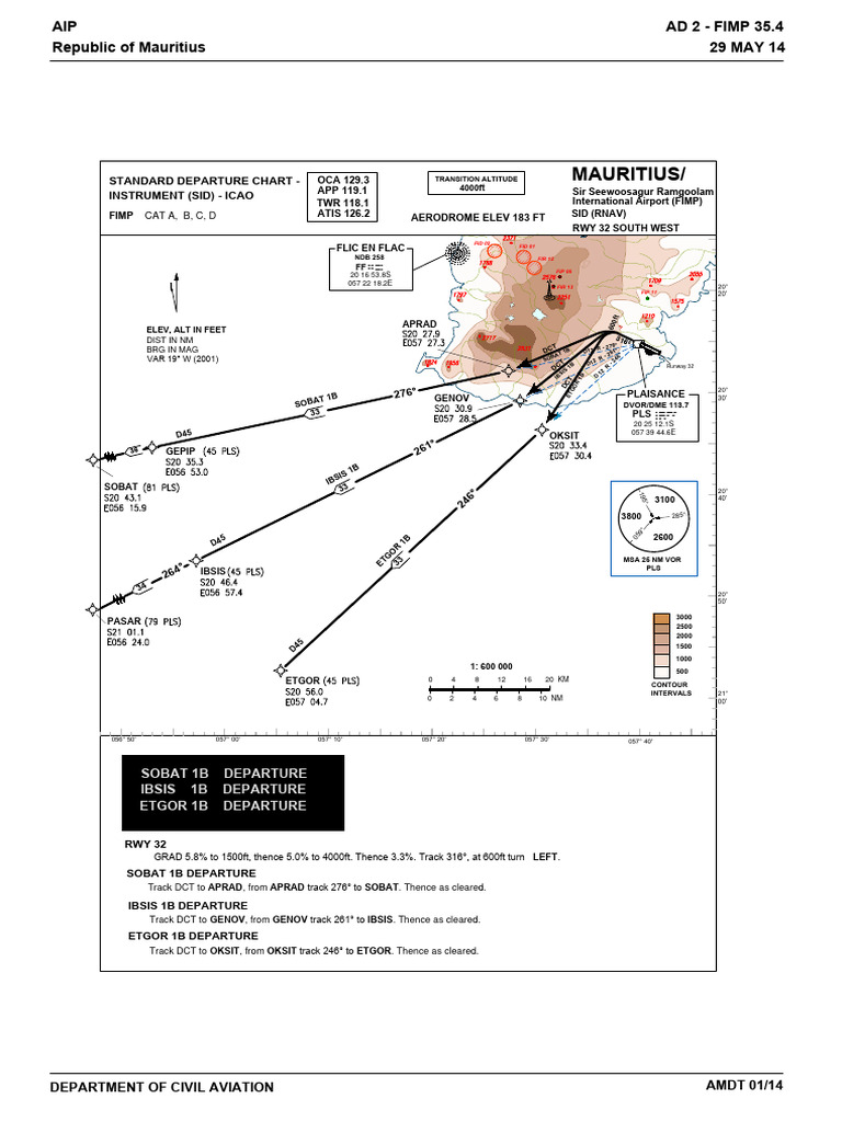 Mauritius Airport SID Chart | PDF