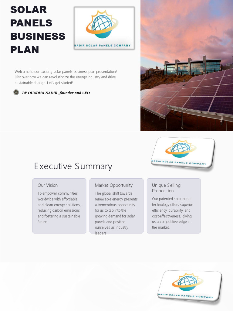 Solar Panels Business Plan | Download Free PDF | Solar Energy ...