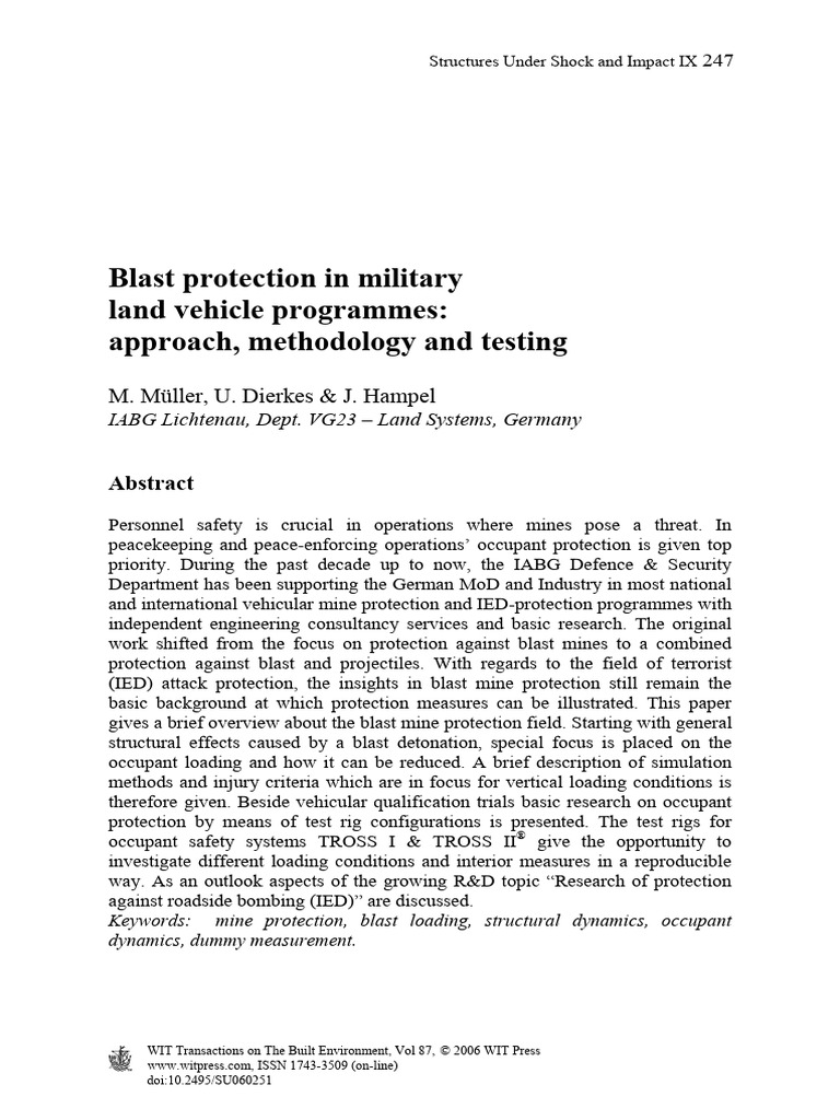 Blast Protection in Military Land Vehicle Programmes Approach ...