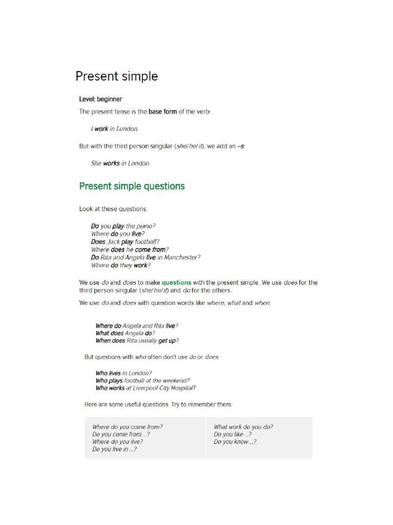 Present Simple | PDF