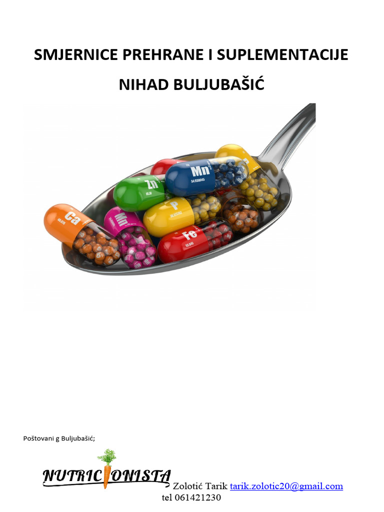 Smjernice Prehrane I Suplementacije Nihad Buljubašić | PDF