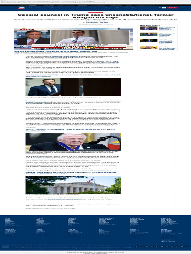 Special Counsel in Trump Case Unconstitutionally Appointed, Former ...