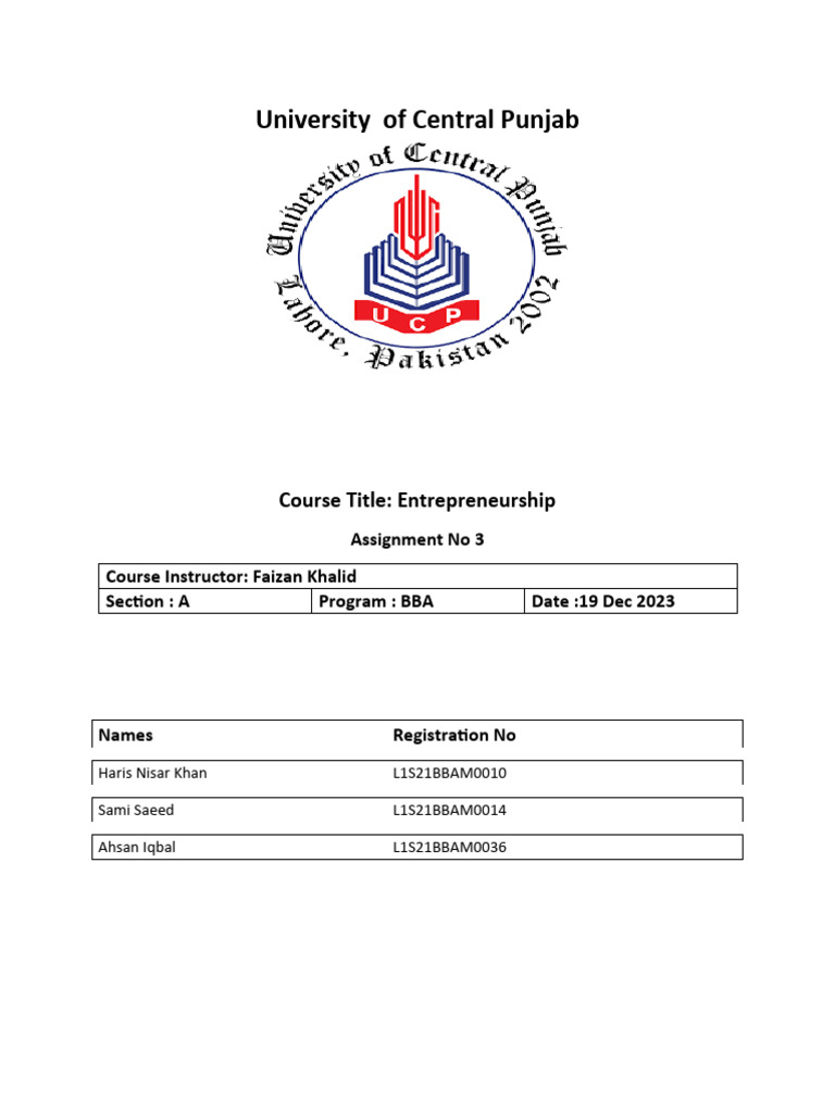 Assignment 3 Entrep. | PDF | Marketing | Infrastructure