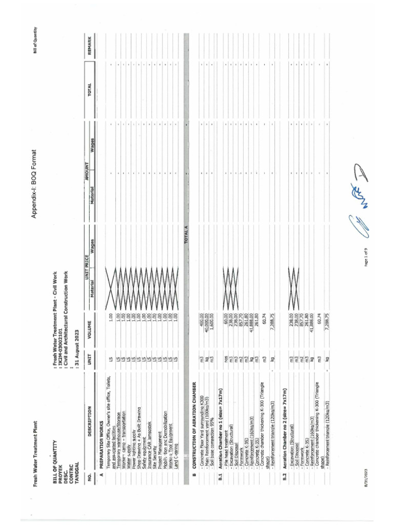 Blank BOQ - FWT-20230831 | PDF