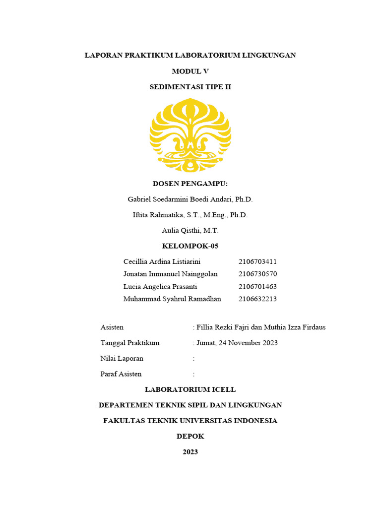 Laprak Sedimentasi - Kelompok 5 - TL01 | PDF | Sains & Matematika