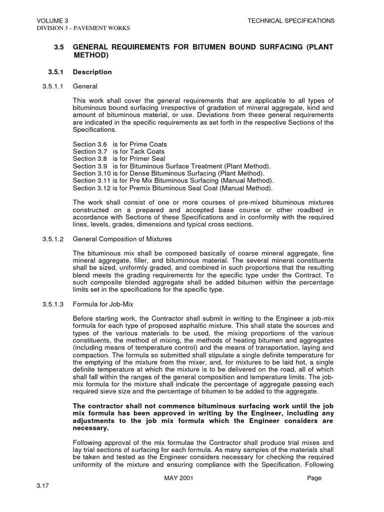 General Requirements For Bitumen Bound Surfacing | PDF | Road Surface ...
