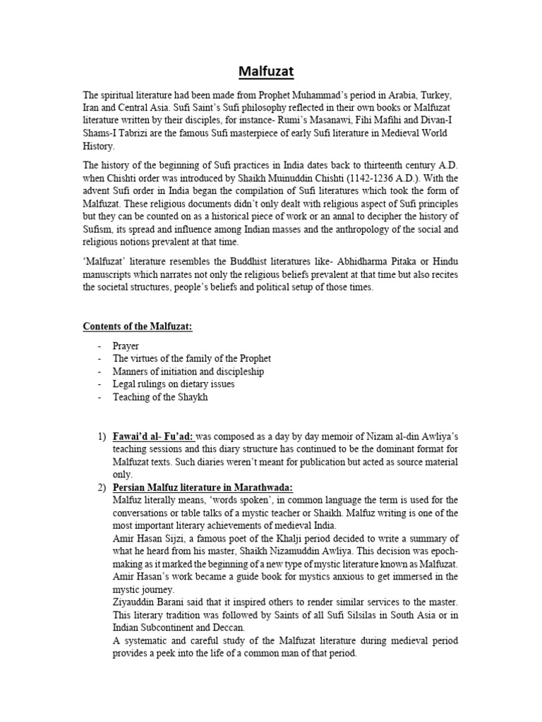 Malfuzat | PDF | Sufism | Sheikh