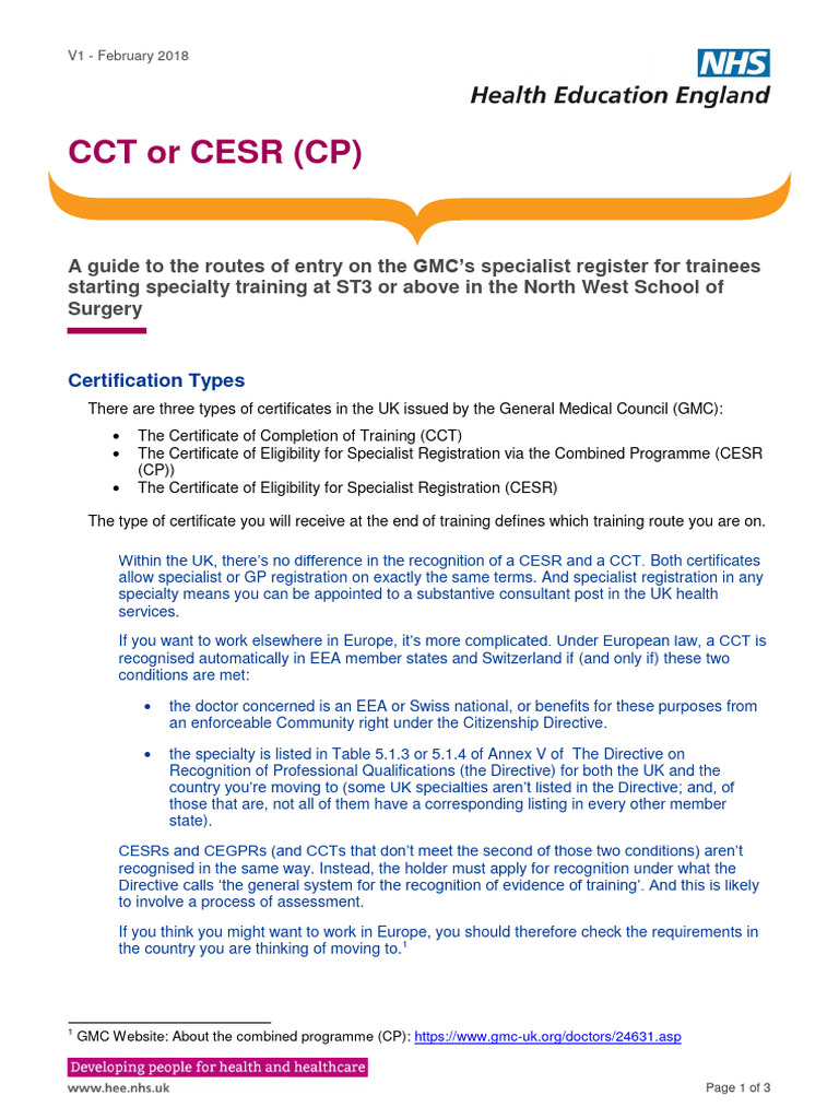 CCT or CESR - 0 | PDF | Medicine | Health Care