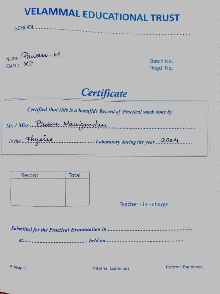 Physics Practical Record | PDF