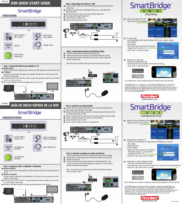 Dca8810 600 First Alert Smartbridge DVR Security System With Cameras ...