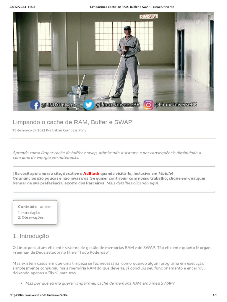 Limpando o Cache de RAM, Buffer e SWAP - Linux Universe | PDF | Memória de acesso aleatório (RAM ...