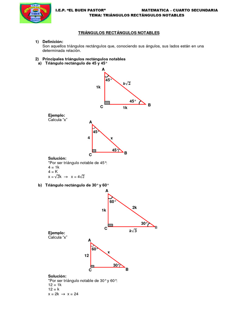 Triángulos Rectángulos Notables | PDF | Triángulo | Geometría euclidiana