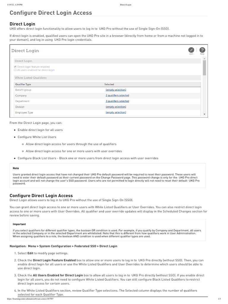 Configure Direct Login | PDF | Login | Computing