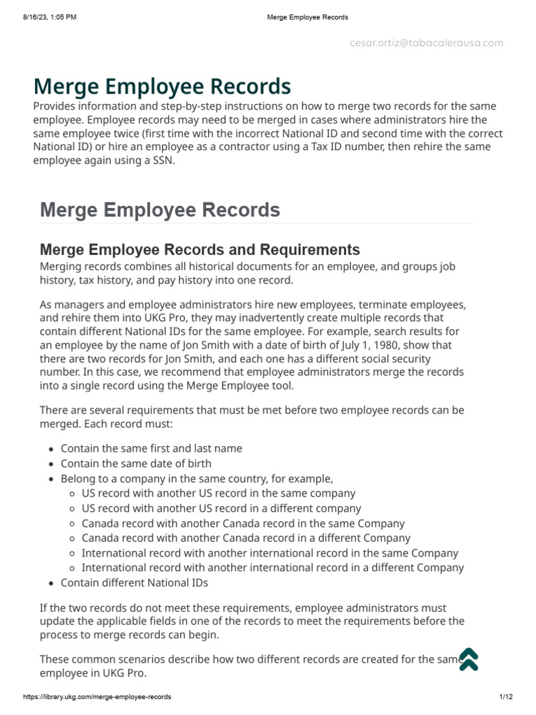 Merge Employee Records | PDF | Social Security Number | Employment