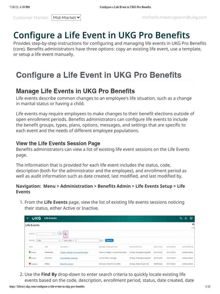 Configure A Life Event in UKG Pro Benefits | PDF | Employment | Html