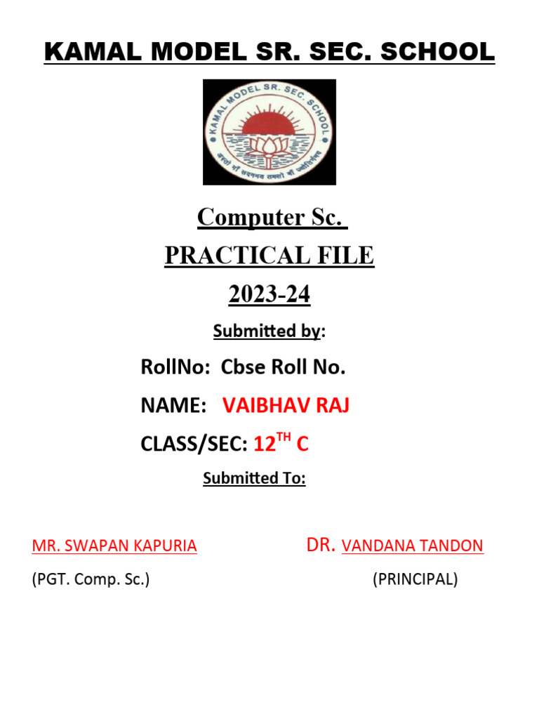 Cs Pratical Codes (Final) | PDF | Databases | Computer Programming