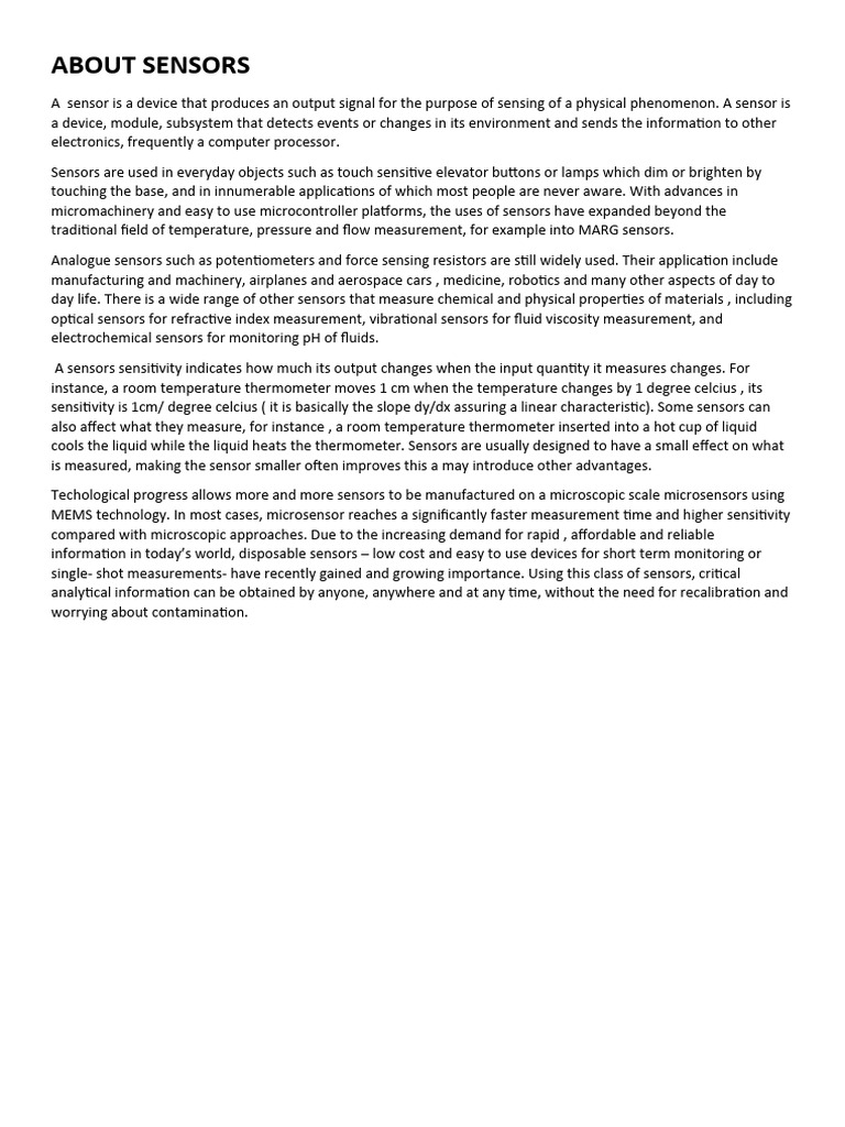 About Sensors | Download Free PDF | Sensor | Electrical Engineering