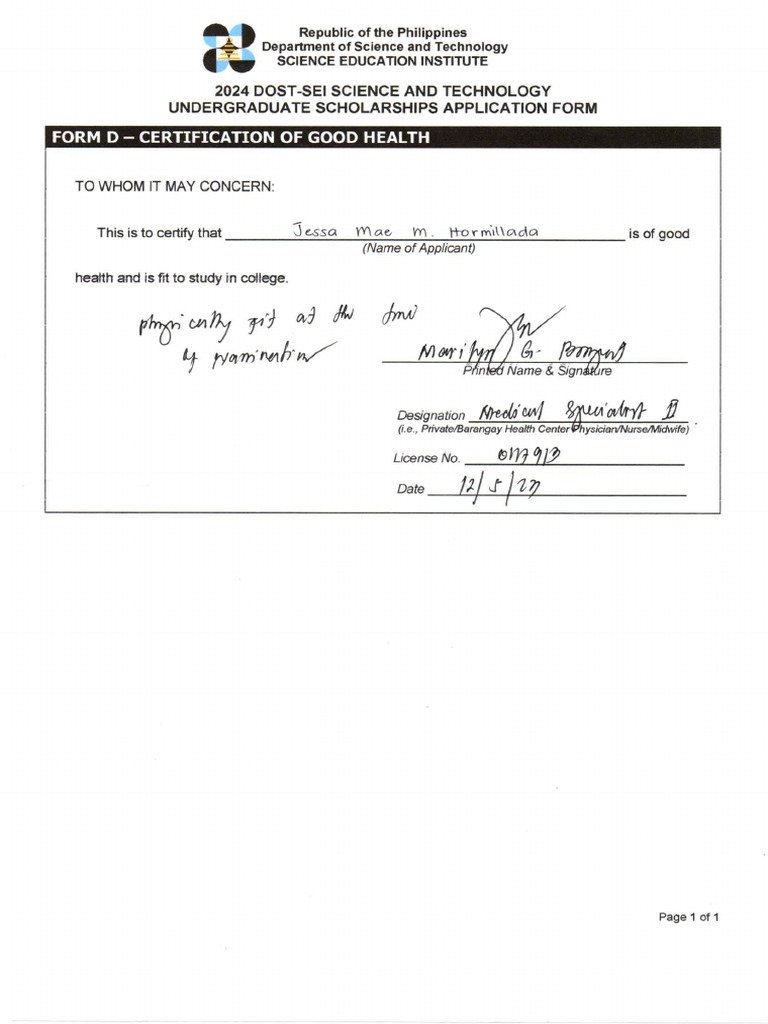 HORMILLADA_FORM D | PDF