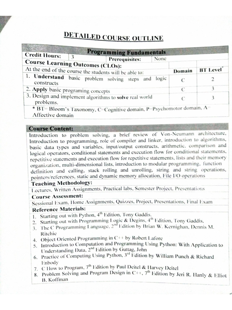 Courseoutline Computer Science | PDF Courseoutline Computer Science | PDF