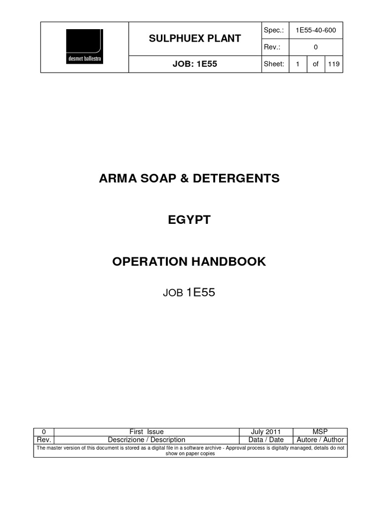 Operation Handbook | PDF | Pump | Sodium Hydroxide