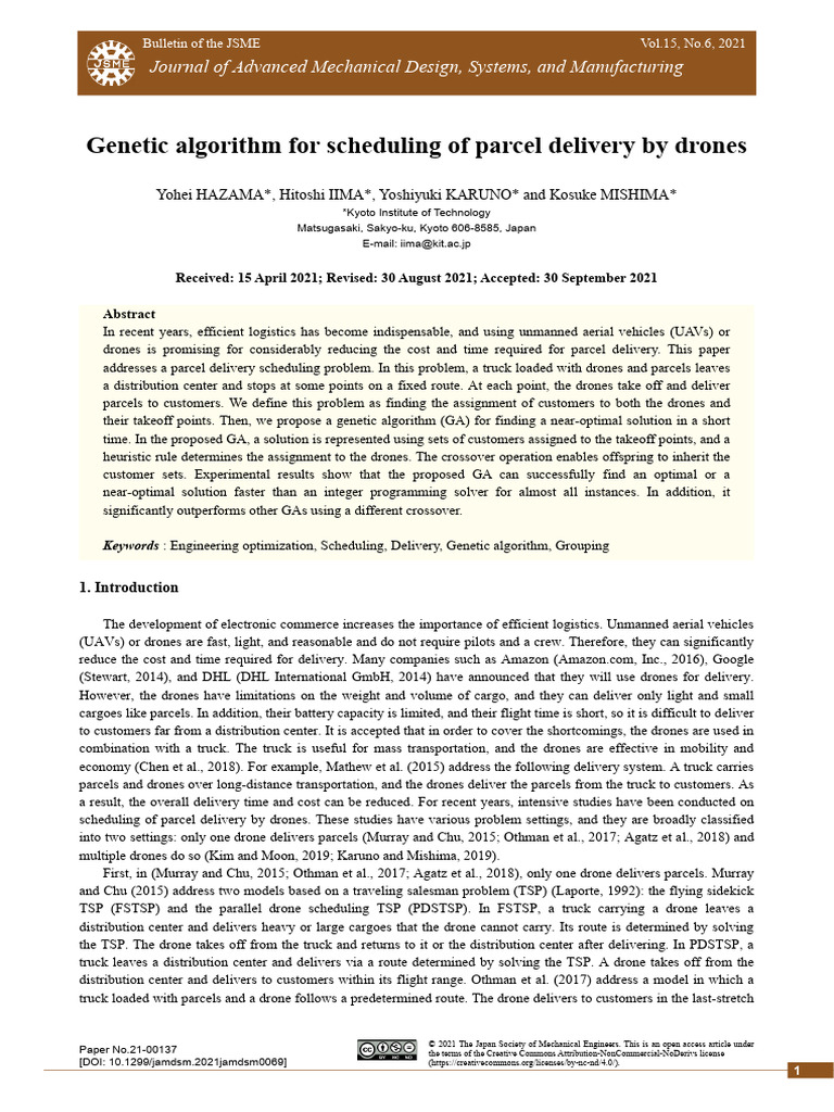 Genetic Algorithm For Scheduling of Parcel Deliver | PDF | Genetic Algorithm | Mathematical ...