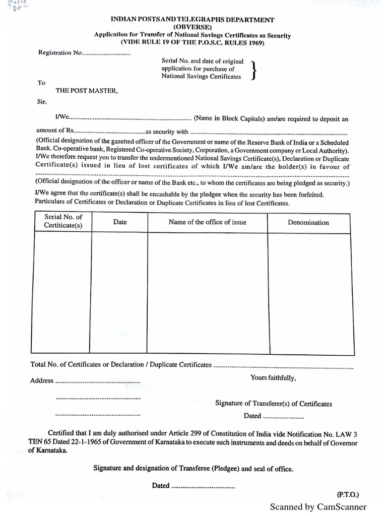 Pledge Form (NSC KVP) | PDF