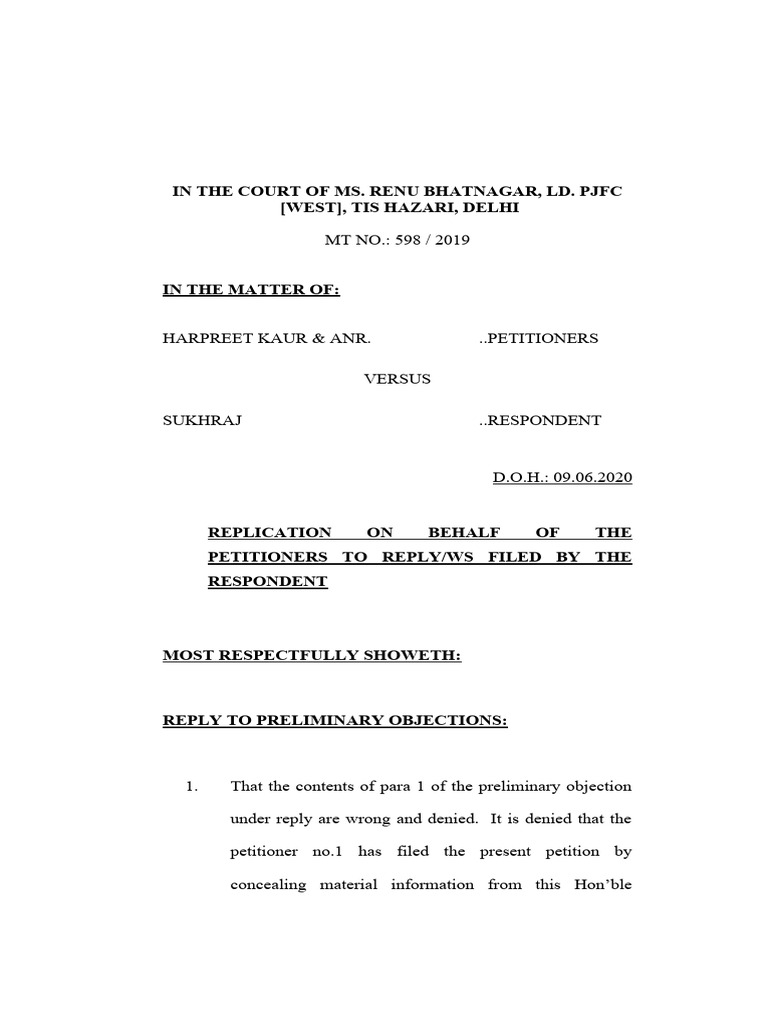 Rejoinder to Preliminary Objections | PDF | Social Science | Law